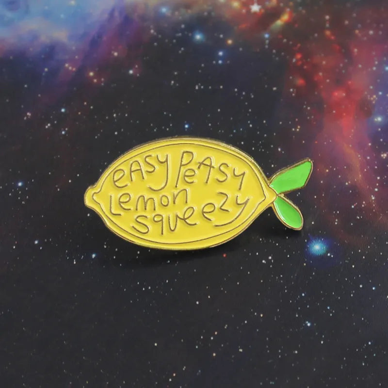 Light Yellow Lemon Enamel Pins - EASY PEASY LEMON SQUEEZY