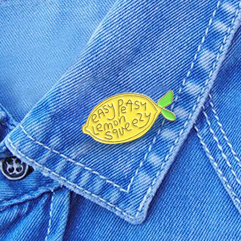 Light Yellow Lemon Enamel Pins - EASY PEASY LEMON SQUEEZY