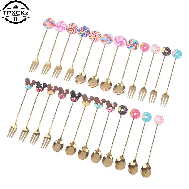 Sweet Delights: Set of 4 Stainless Steel Donuts Spoon Collection
