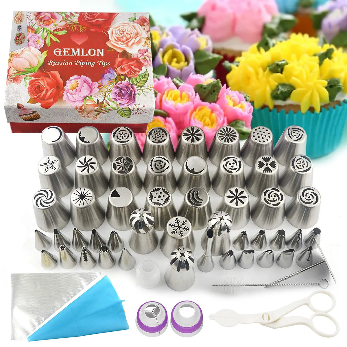 Craft Edible Masterpieces with 88PCS Russian Tulip Icing Nozzles